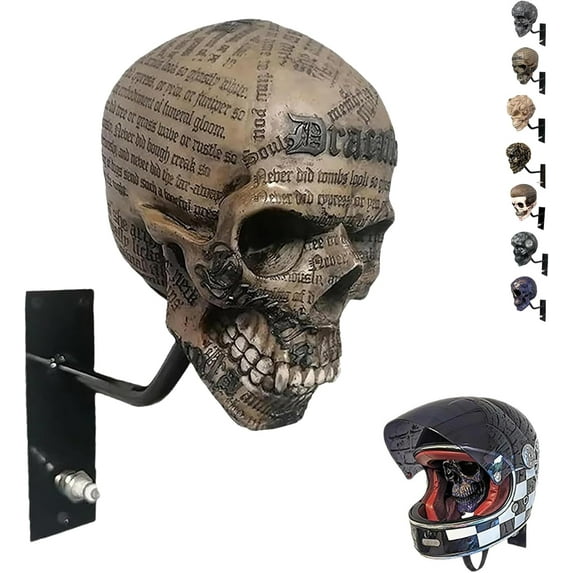 Gothic Resin Skull Helmet Display - 3D Skeleton Wall Mount Sculpture ...