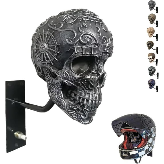 Gothic Resin Skull Helmet Display - 3D Skeleton Wall Mount Sculpture ...
