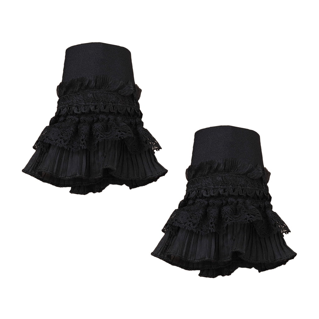 Gothic Retro Black Detachable Sleeve Fake Cuffs Multi Layer Lace ...