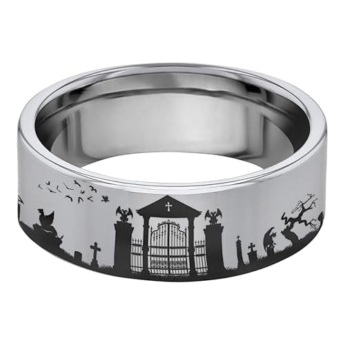 Gothic Ring Gothic Scene Wedding Ring Gothic Cemetery Wedding Band ...