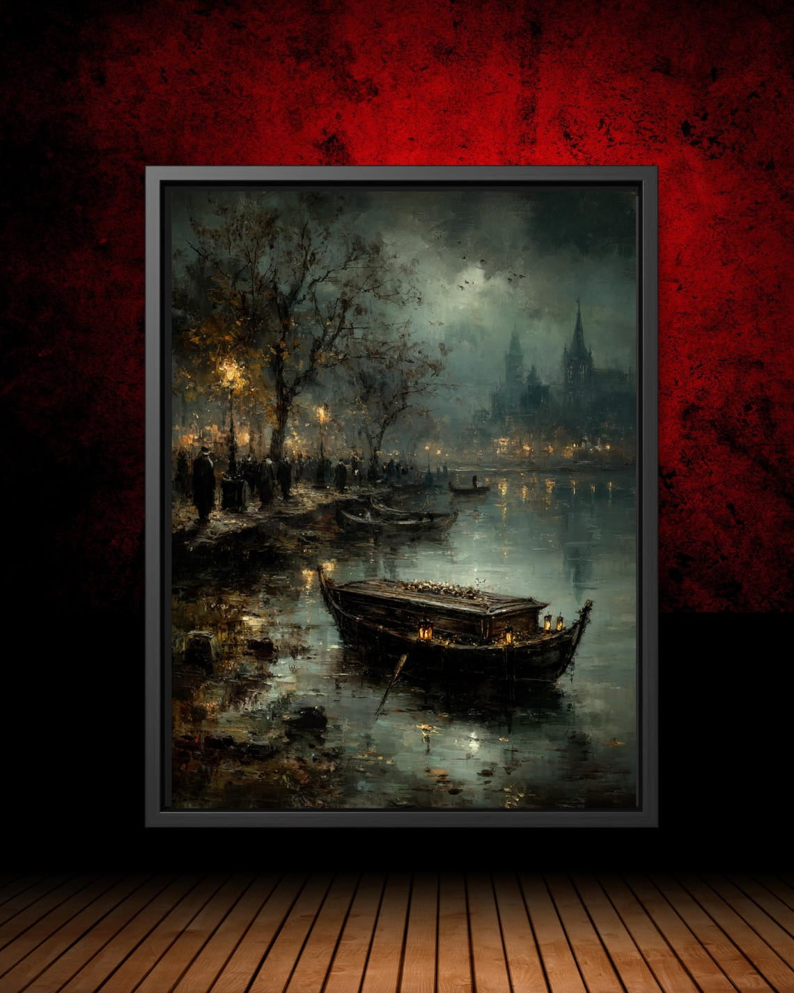 Gothic River Burial Art Print, Dark Funeral Scene With Coffin And ...