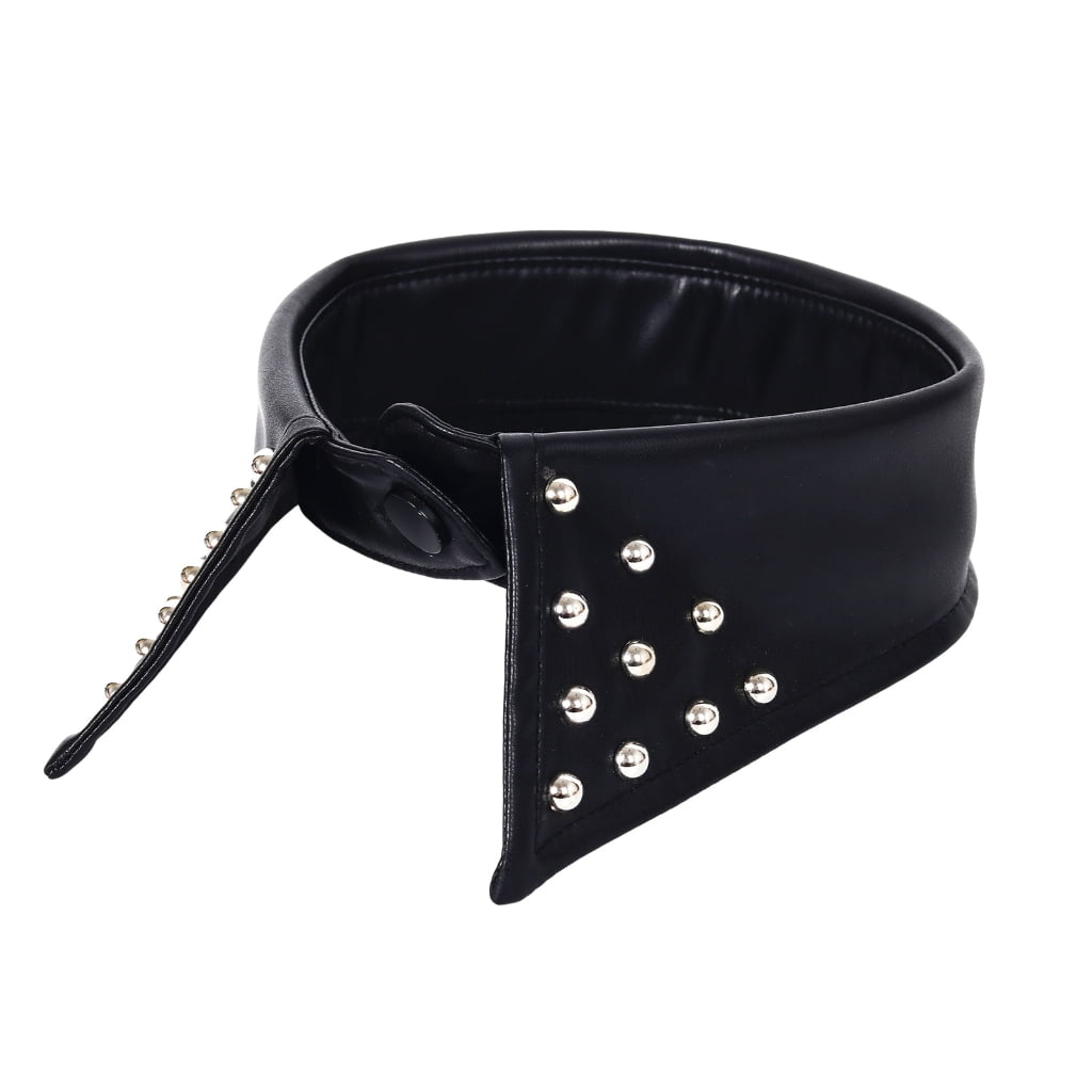 Gothic Rock Detachable Collar PU Metal Studded Beading Faux Collar ...
