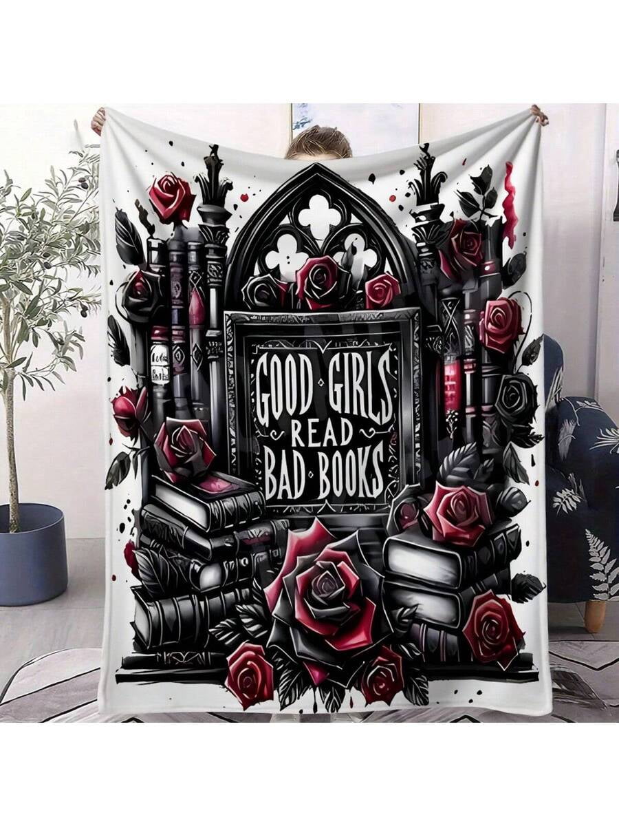 Gothic Romance Book Throw Blanket | 280GSM Flannel with "Good Girls ...