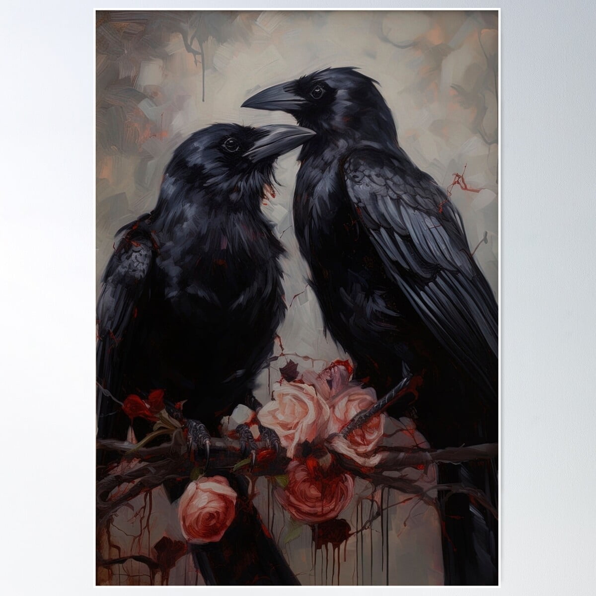 Gothic Romantic Raven Couple Poster Wall Art, Modern Wall Decor For ...