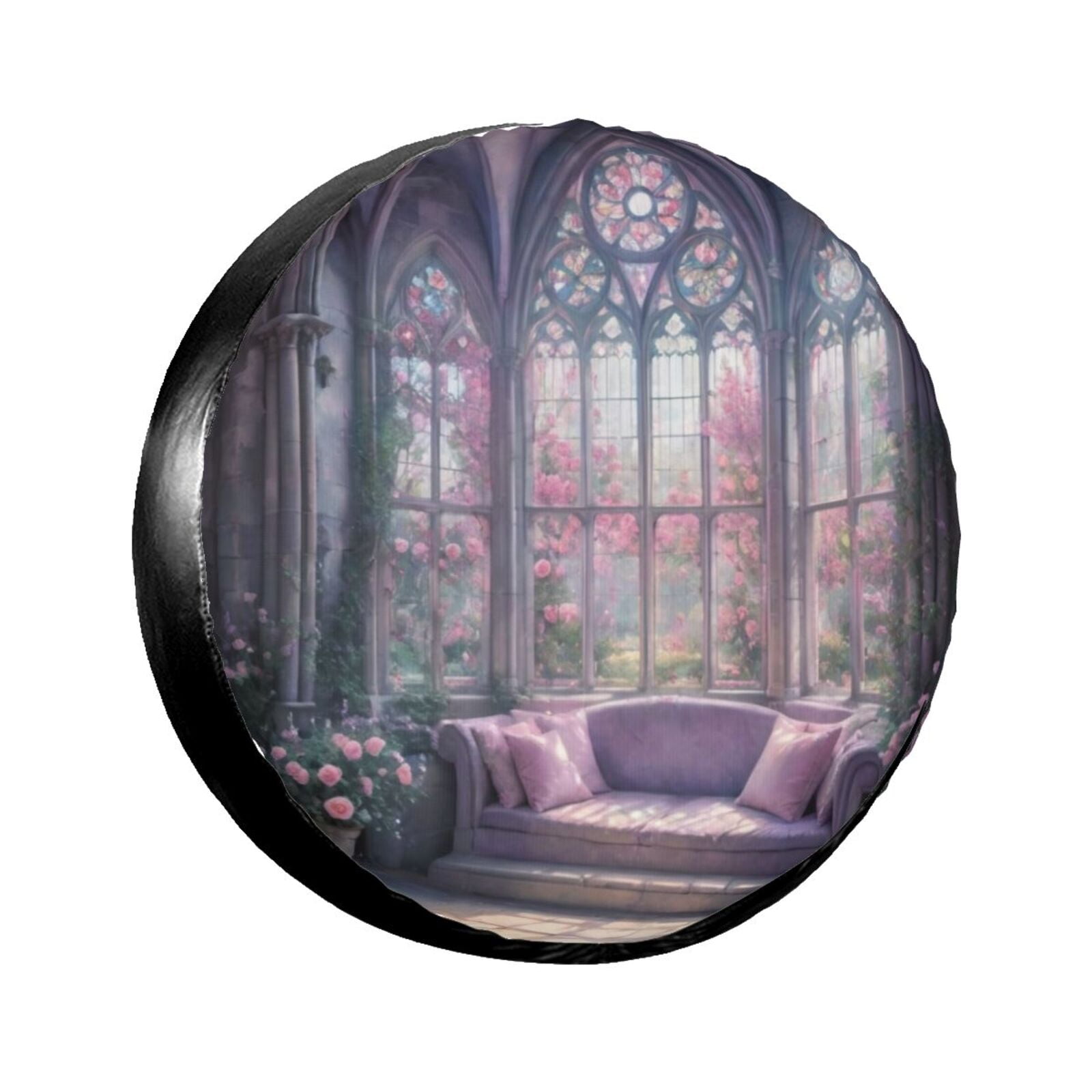 Gothic Rose Garden Spare Tire Cover Wheel Protector Weather Proof