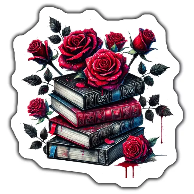 Gothic Roses And Books Sticker, Dark Academia Aesthetic, Book Lover ...