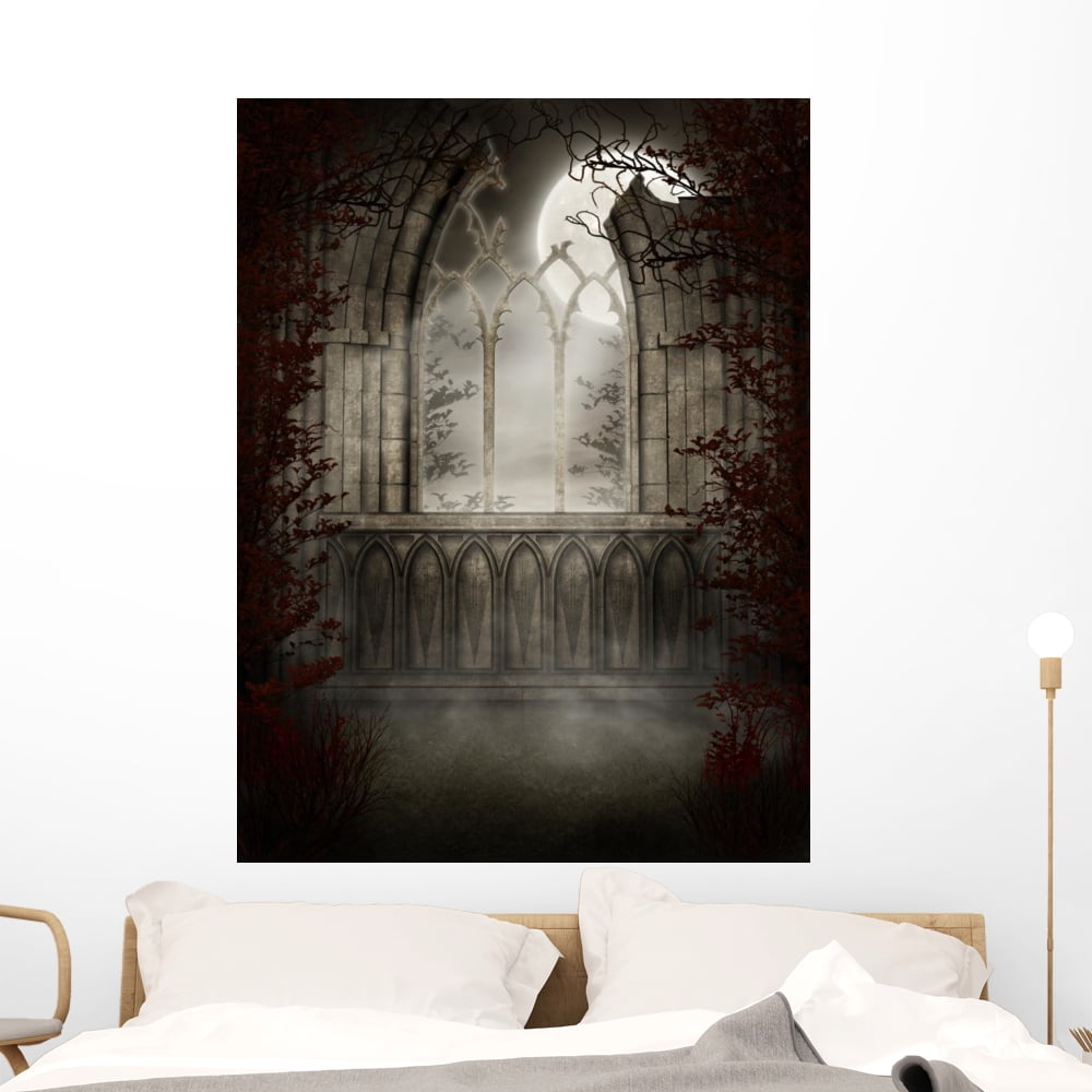 Gothic Ruins Autumn Trees Wall Mural by Wallmonkeys Peel and Stick ...