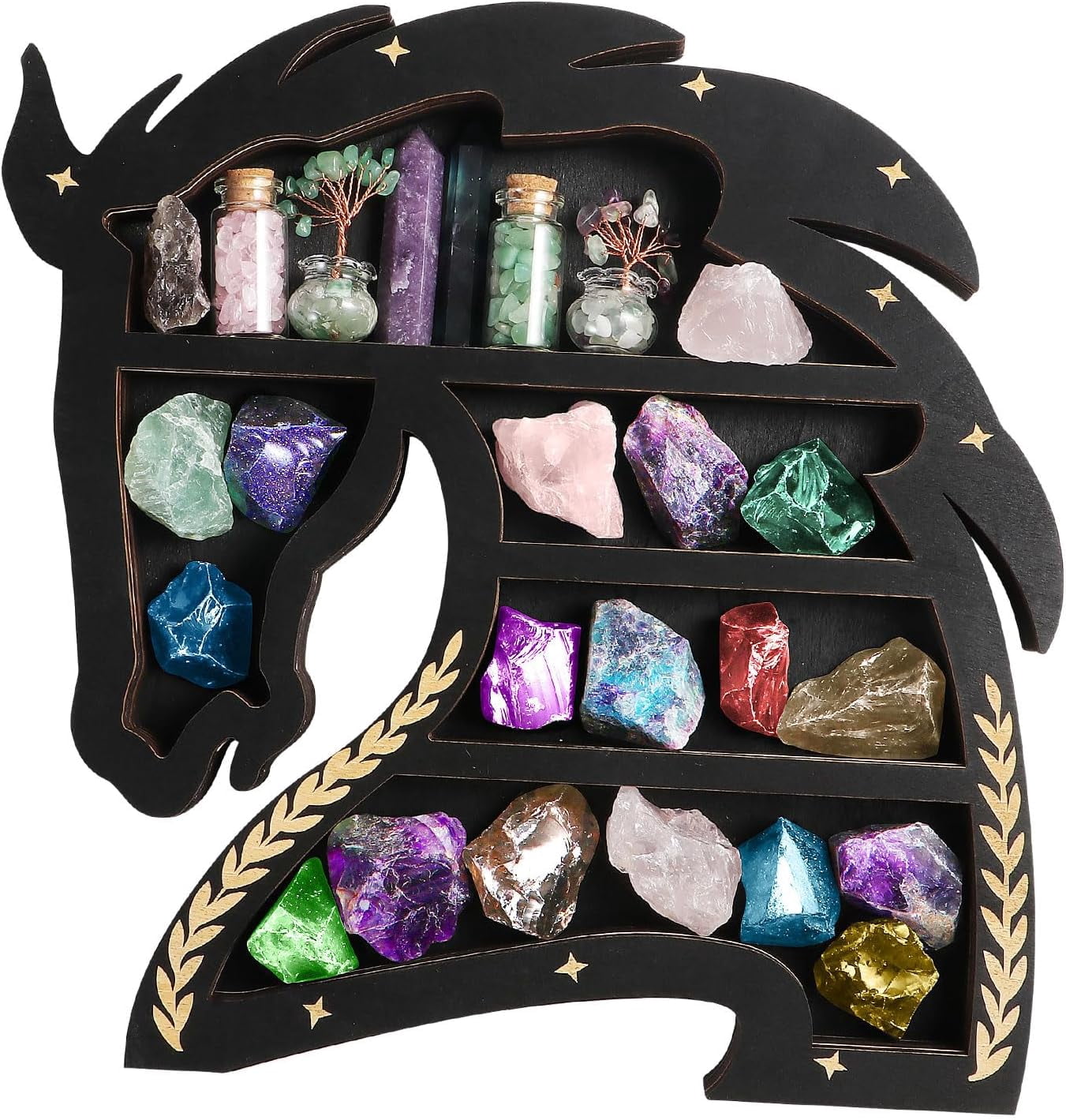 Gothic Rustic Boho Style Wall Art Decor: Wooden Crystal Display Shelf ...
