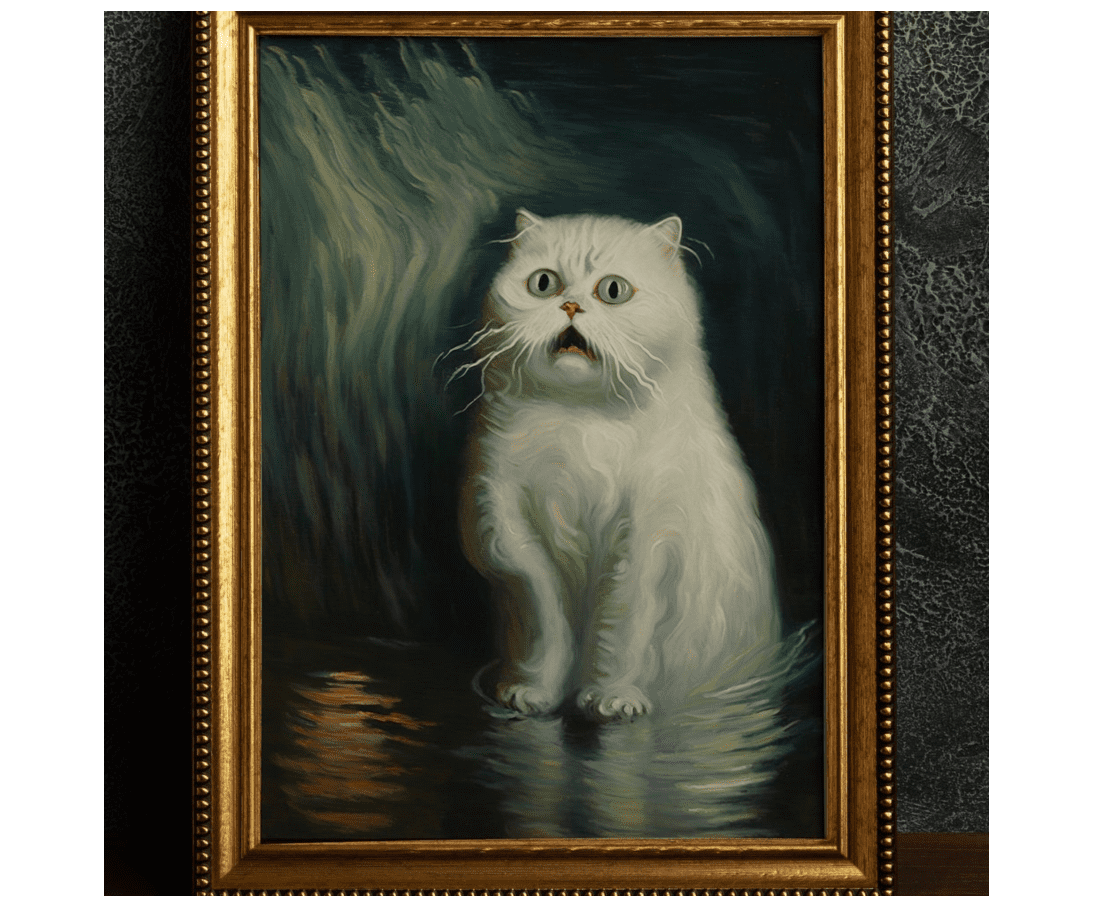 Gothic Scared Cat Art Print: Victorian Vampire Witchy Home Decor ...