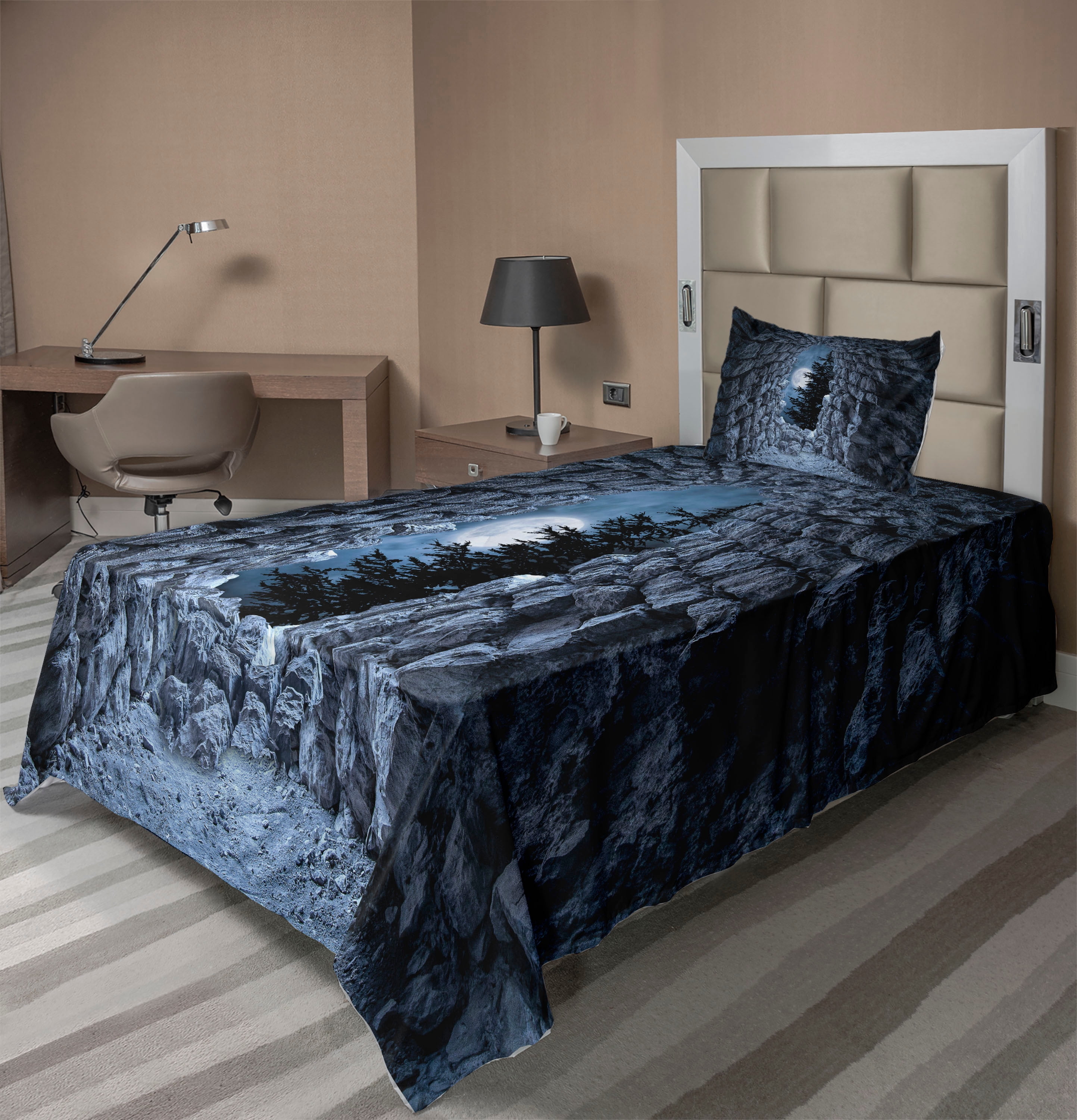 Gothic Sheet Set, Dark Cave the Full Moon at Night Scary Horror ...