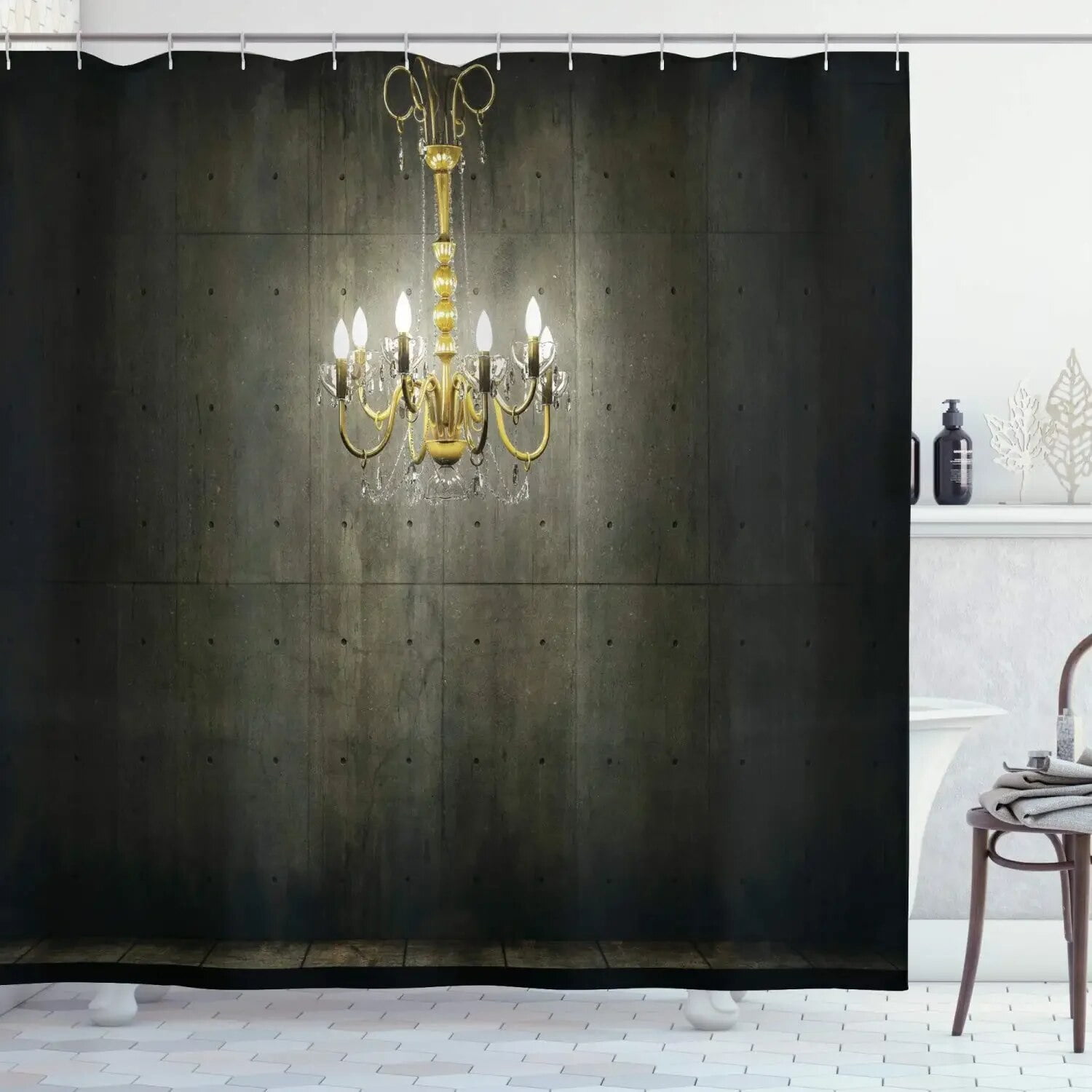 Gothic Shower Curtain Dark Mystic Hall with Pillars and Dome Shrine ...