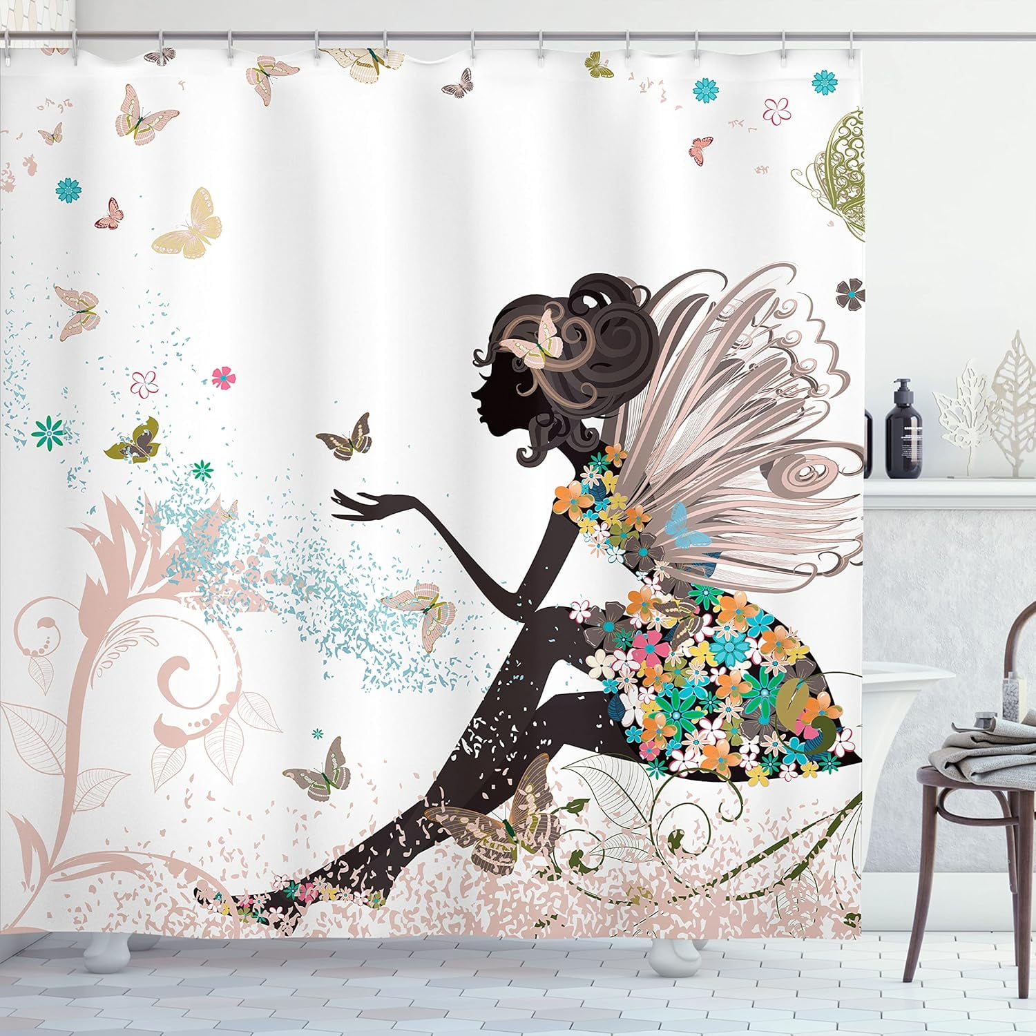 Gothic Shower Curtain, Greek Style Scene Climber Pillow Fruits Vine and ...