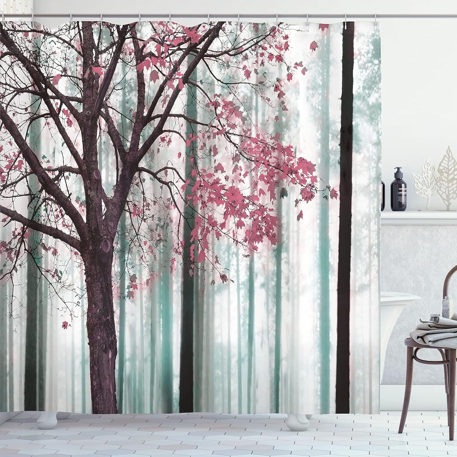 Gothic Shower Curtain, Greek Style Scene Climber Pillow Fruits Vine and ...