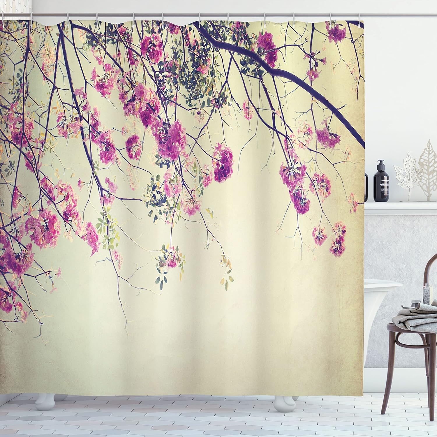 Gothic Shower Curtain, Greek Style Scene Climber Pillow Fruits Vine and ...