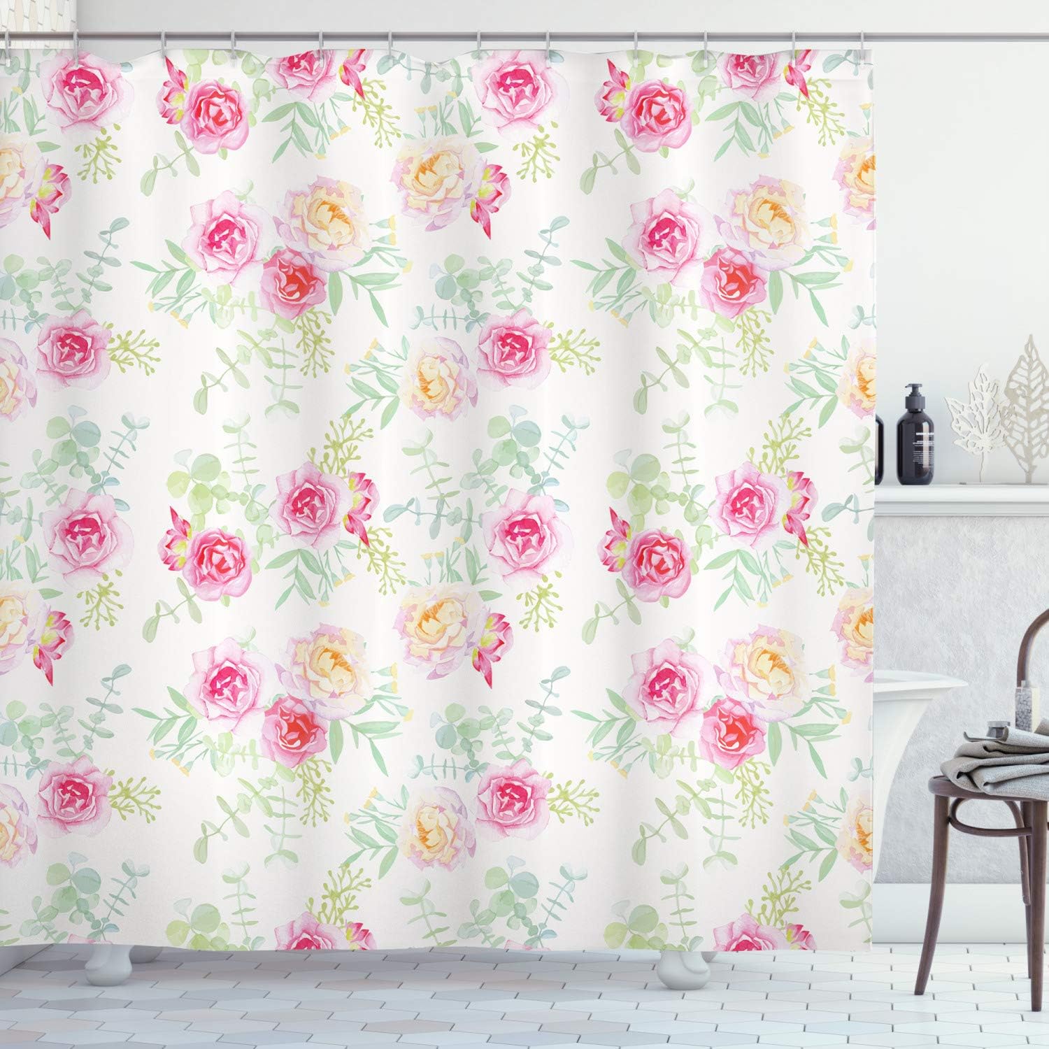 Gothic Shower Curtain, Greek Style Scene Climber Pillow Fruits Vine and ...