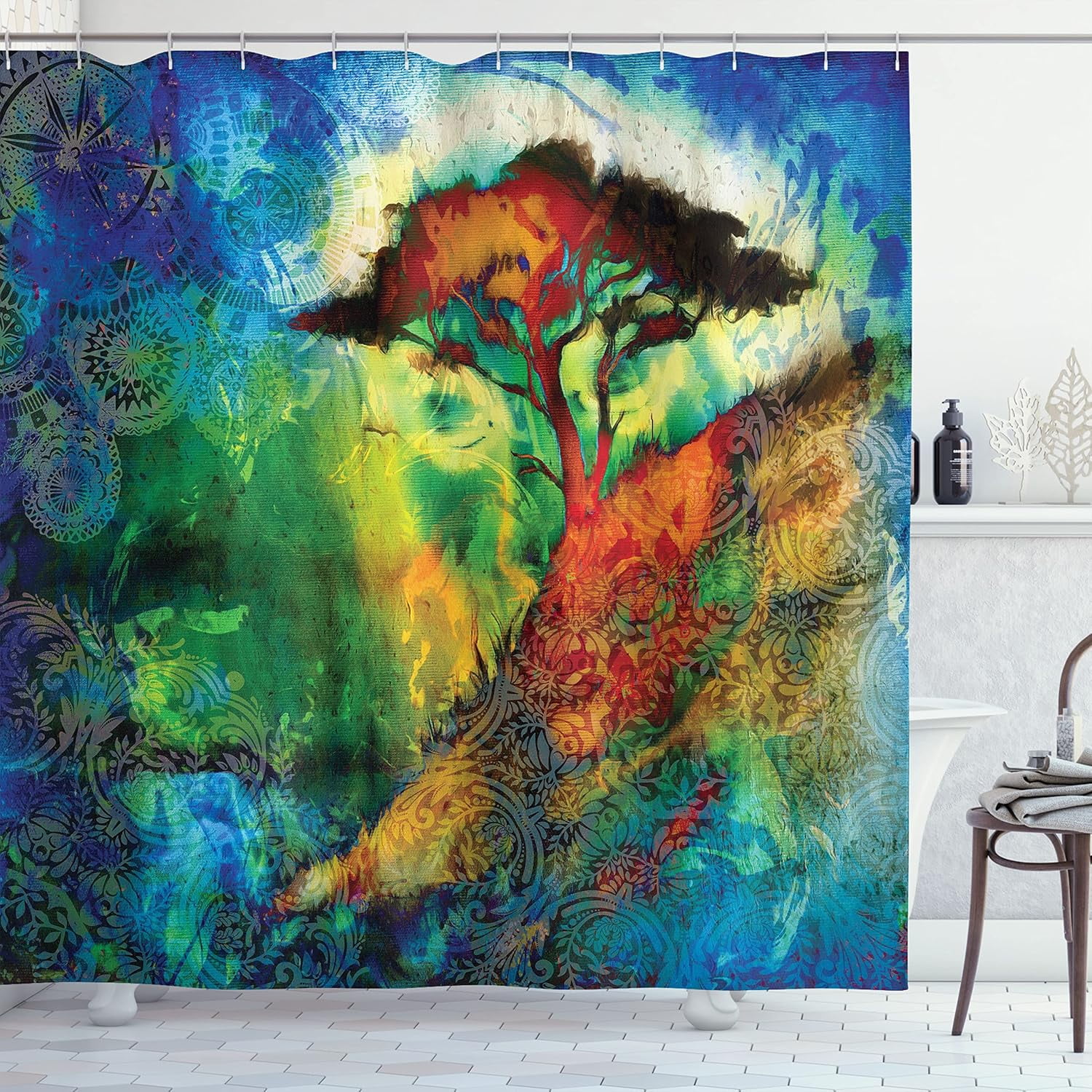 Gothic Shower Curtain, Greek Style Scene Climber Pillow Fruits Vine and ...