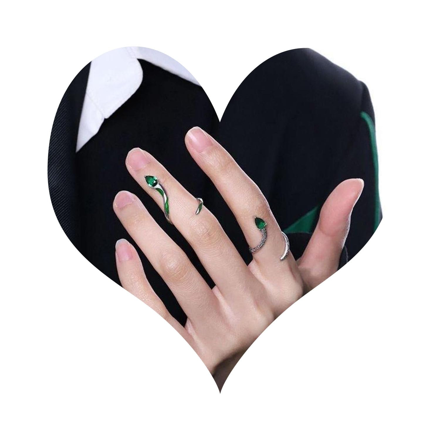 Gothic Silver Snake Rings Open Adjustable Snake Rings Emerald Snake ...