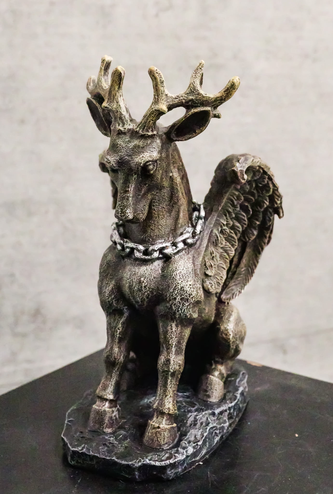 Gothic Sitting Winged Pegasus Stag Horned Gargoyle in Stoic Pose Statue ...