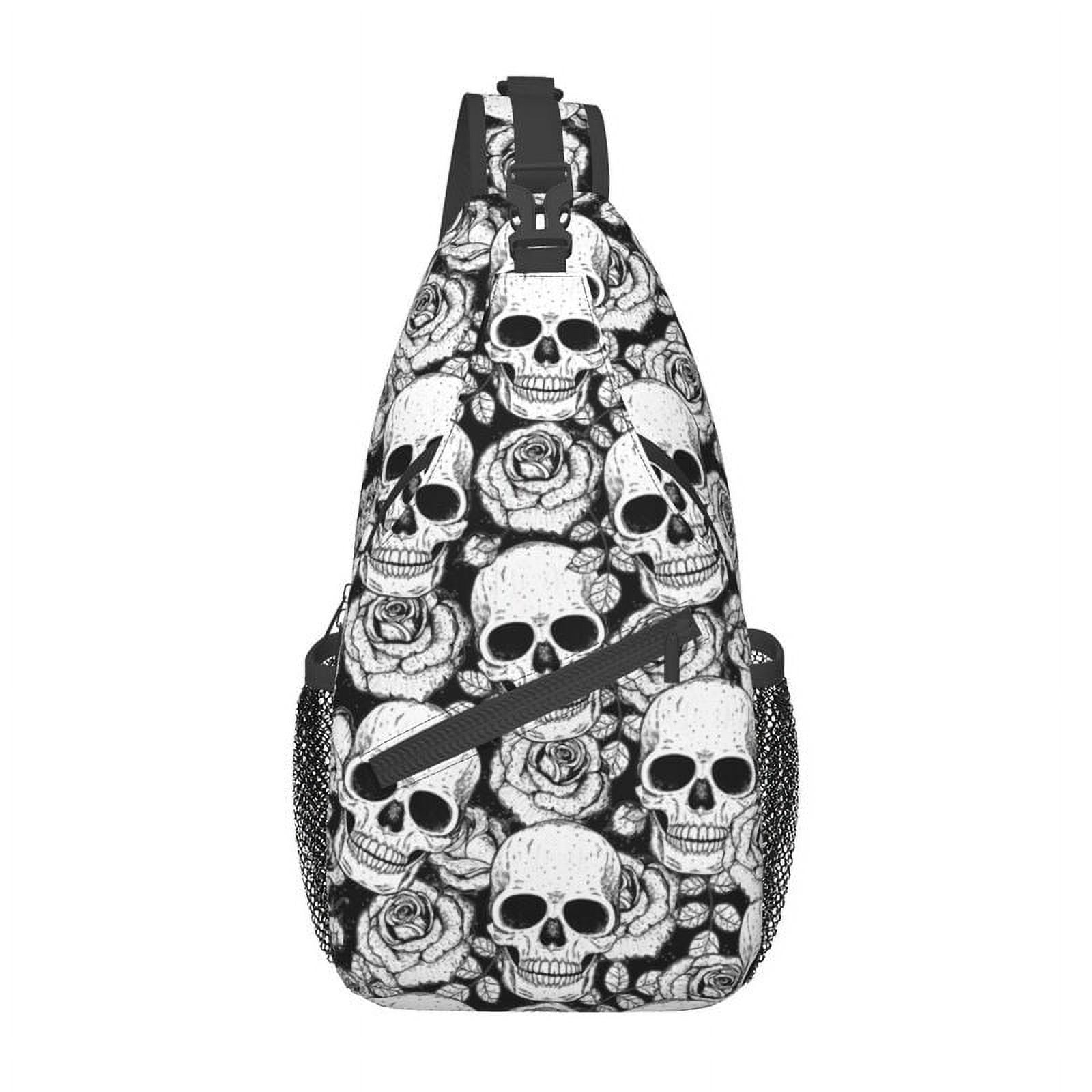 Gothic Skeleton Death Skull Sling Crossbody Backpack Men Custom Chest ...