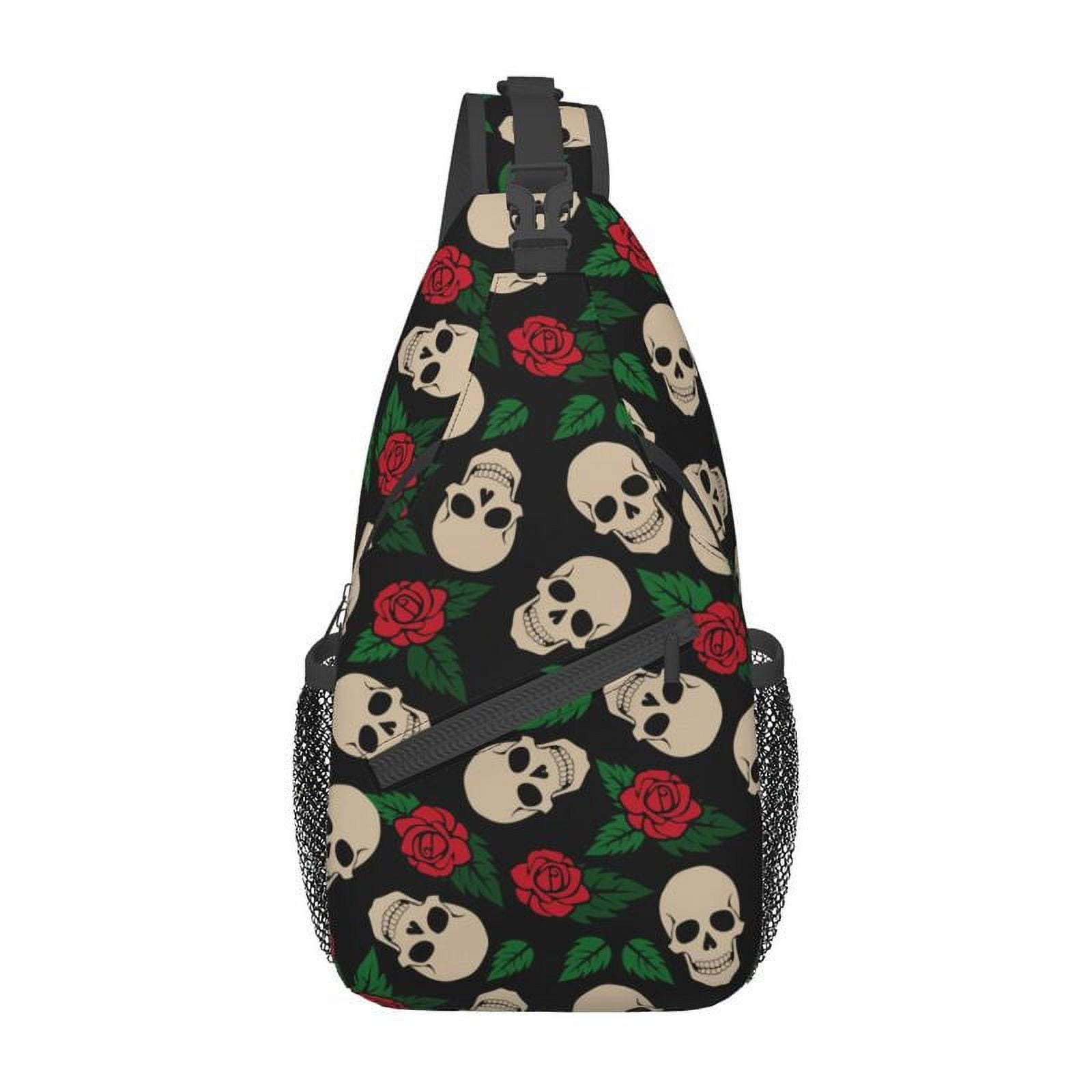 Gothic Skeleton Death Skull Sling Crossbody Backpack Men Custom Chest ...