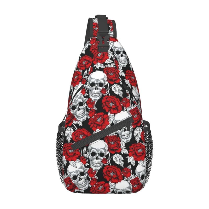 Gothic Skeleton Death Skull Sling Crossbody Backpack Men Custom Chest ...