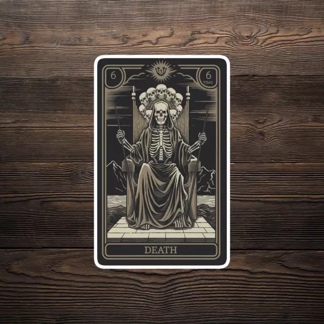 Gothic Skeleton Empress Tarot Card Sticker - Macabre Death Occult ...