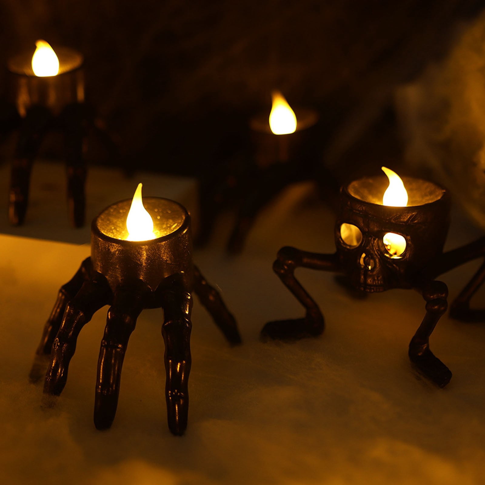 Gothic Skeleton Hand Candlestick Halloween Flameless LED Light ...