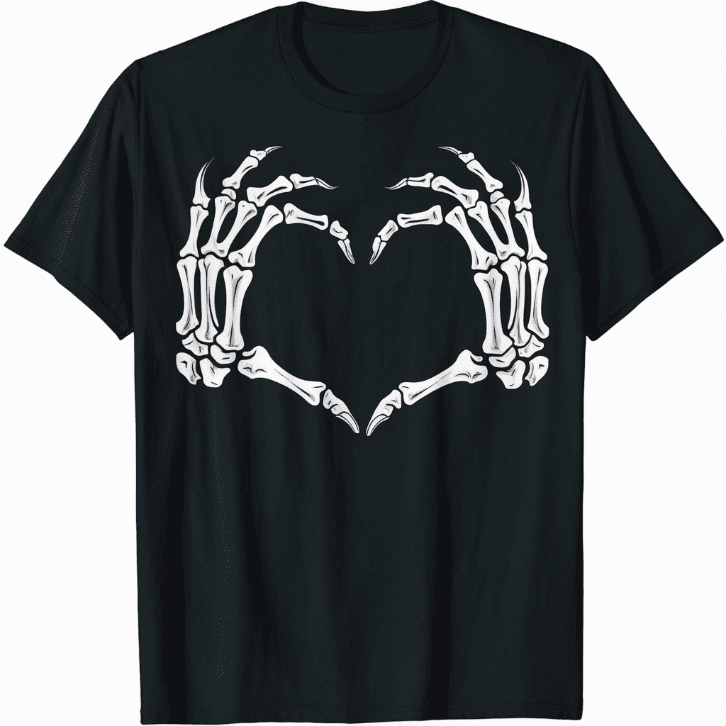 Gothic Skeleton Hand Heart Graphic Short Sleeve Unisex T-Shirt ...