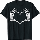 Gothic Skeleton Hand Heart Graphic Short Sleeve Unisex T-Shirt ...