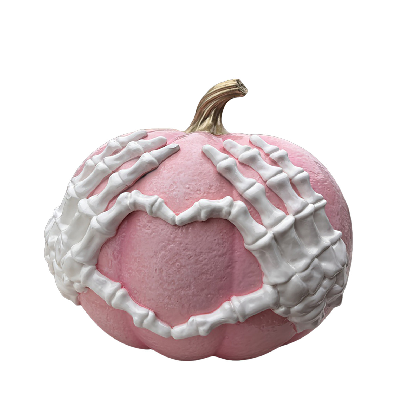 Gothic Skeleton Hand Pumpkin Statue – 9-Inch Halloween Decor with Heart ...