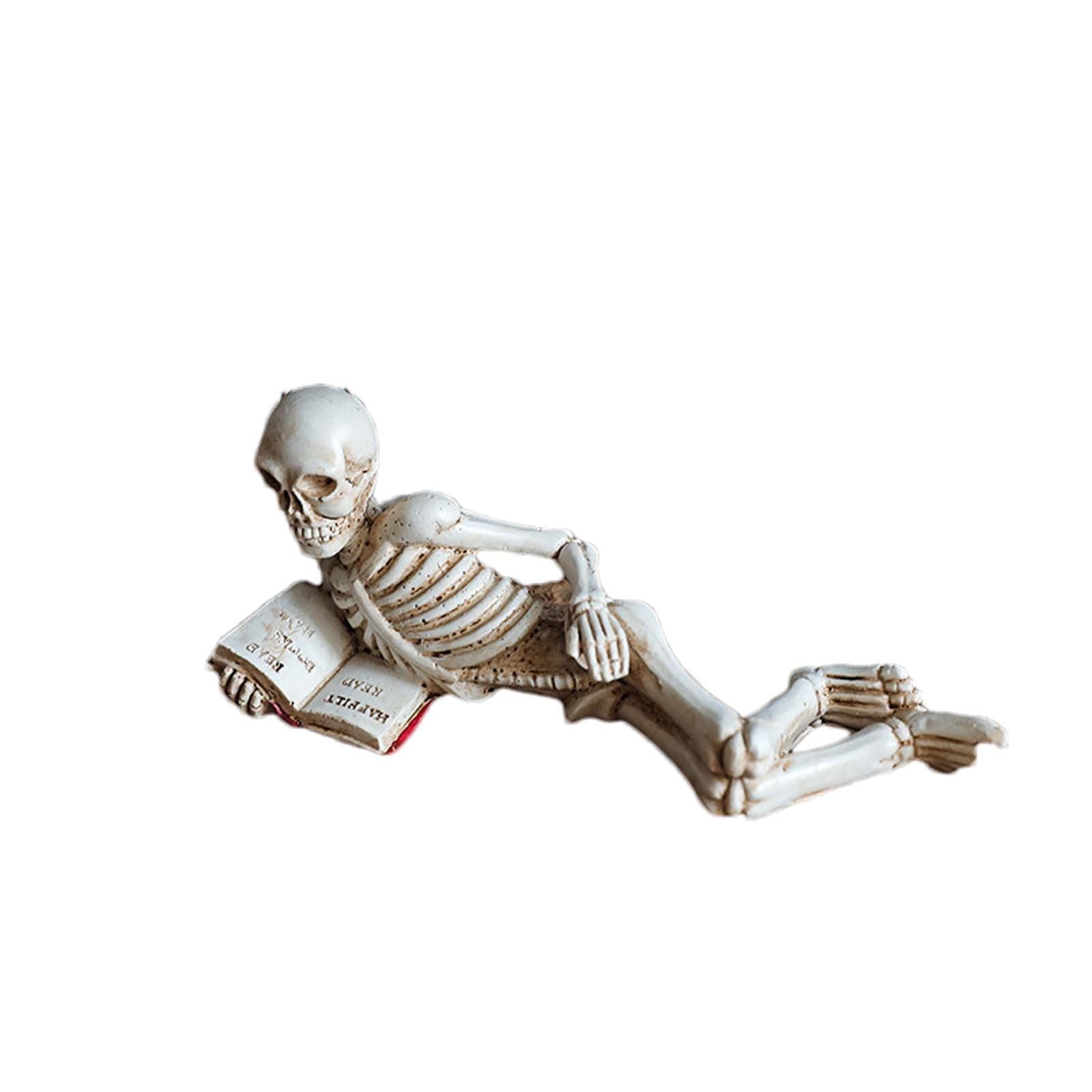 Gothic Skeleton Resin Ornament Skeleton Figure Reading Resin Statue ...