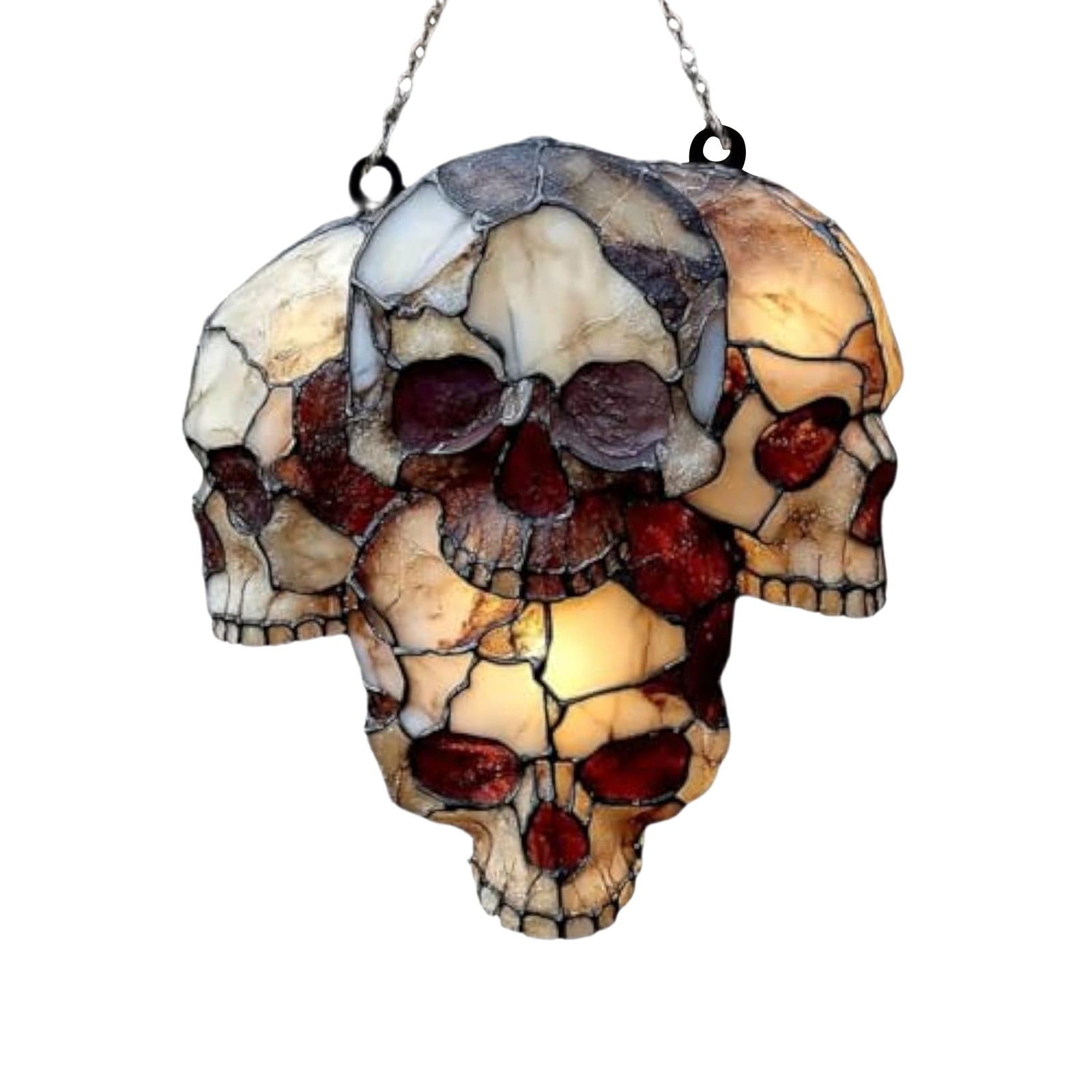 Gothic Skull Cluster Acrylic Suncatcher, Creepy Faux Stained Glass ...