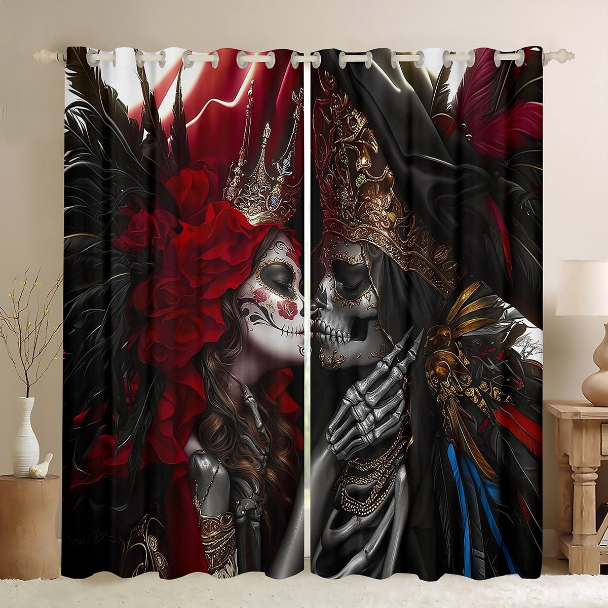 Gothic Skull Curtains 2 Panels (42Wx84L),Tribes Love 30%-50% Blackout ...