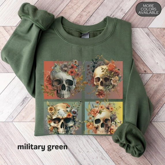 Gothic Skull Dark Aesthetic Sweatshirt - Walmart.com