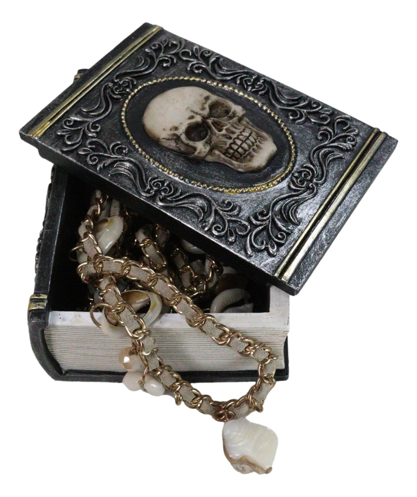 Gothic Skull Face With Scrollwork Book Shaped Decorative Trinket Box ...