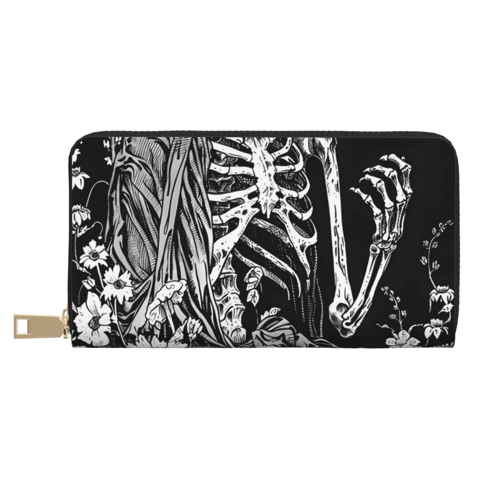 Gothic Skull Floral Art Wallet Women, Leather Bifold Multi Card Wallet ...