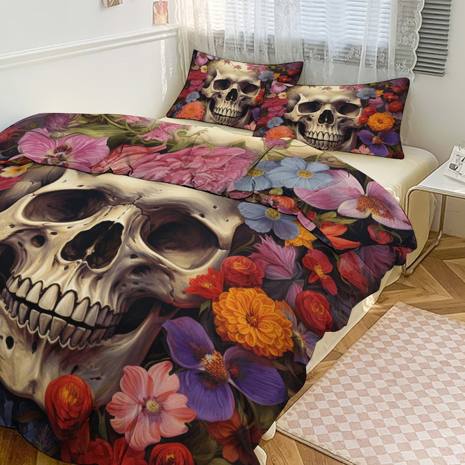 Gothic Skull Lover Bedding Set with Zipper Closure for Girls & Boys ...