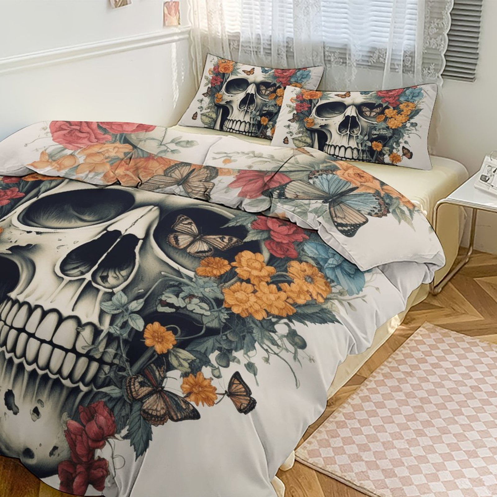 Gothic Skull Lover Bedding Sets Twin Duvet Cover 3 Piece Cute Bed Set ...