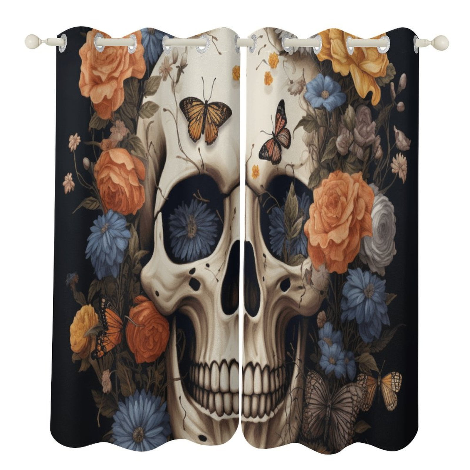 Gothic Skull Lover Modern Window for Living Room Curtains for Child ...