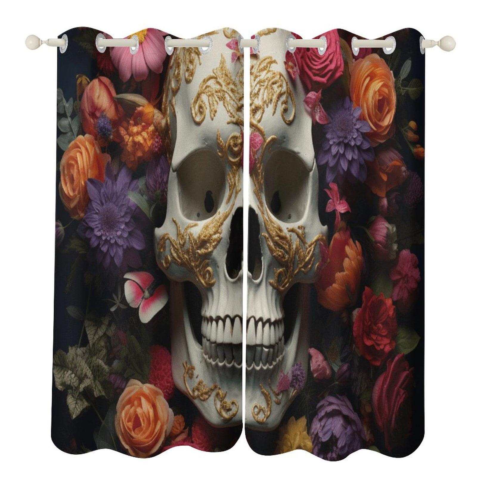 Gothic Skull Lover Modern Window for Living Room Curtains for Child ...