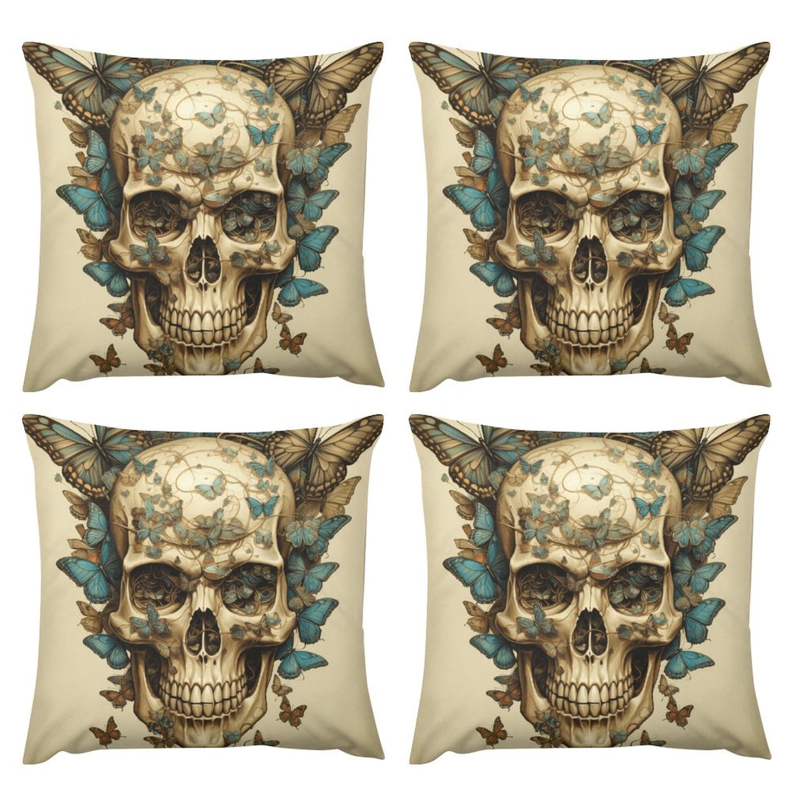 Gothic Skull Lover Pillow Covers 20 "x20 " Set of 4，Modern Sofa Throw Pillow Cover, Decorative ...