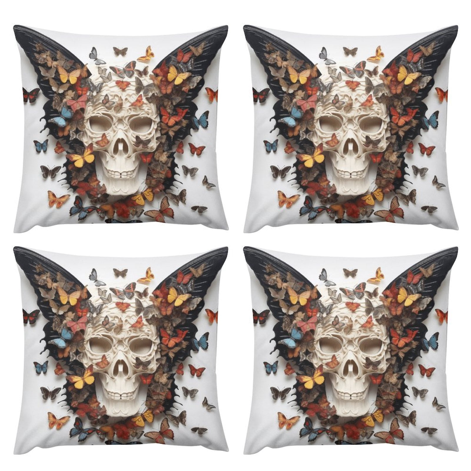 Gothic Skull Lover Pillow Covers 20 "x20 " Set of 4，Modern Sofa Throw ...