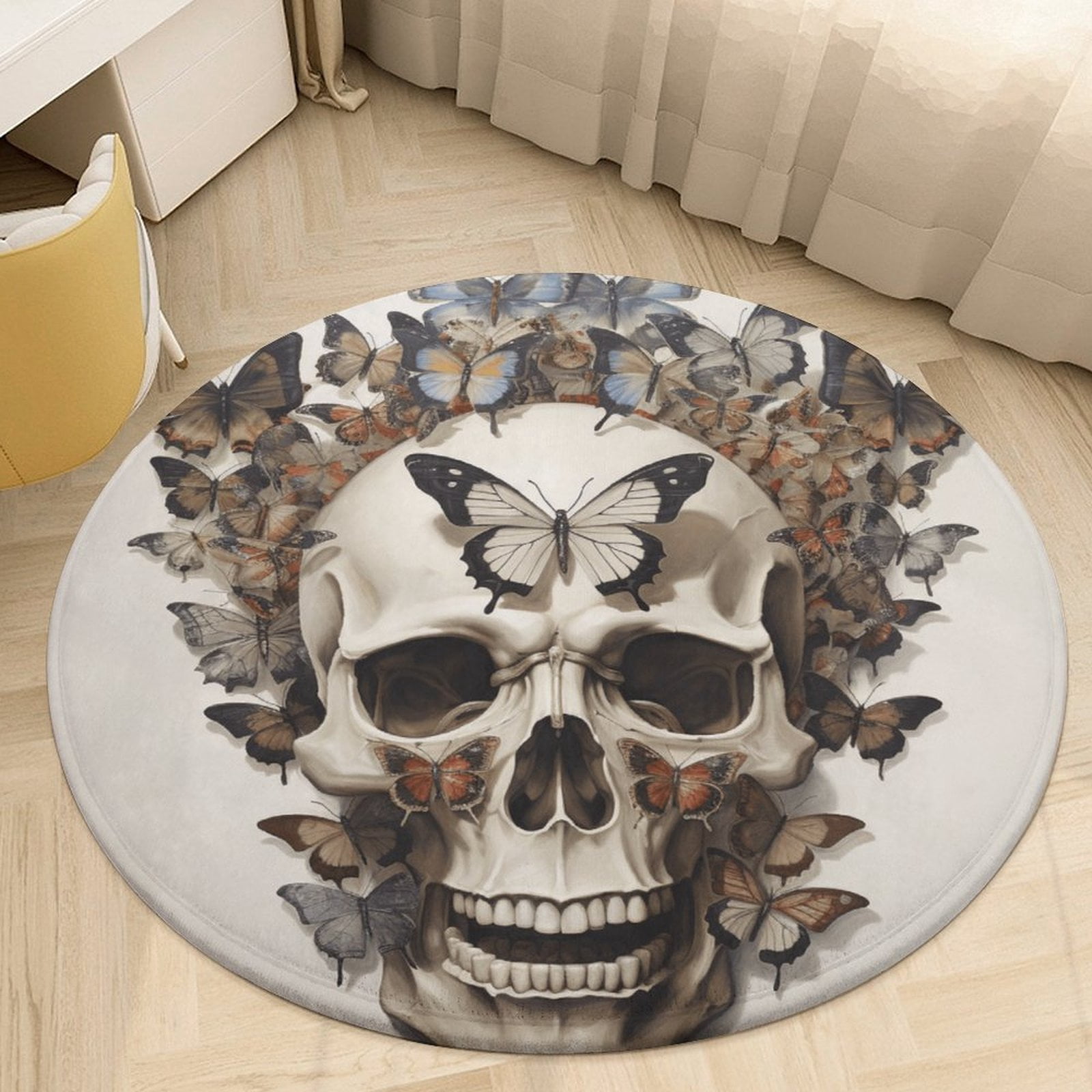 Gothic Skull Lover Round Rugs -Washable Non-Slip Small Round Area Rug ...