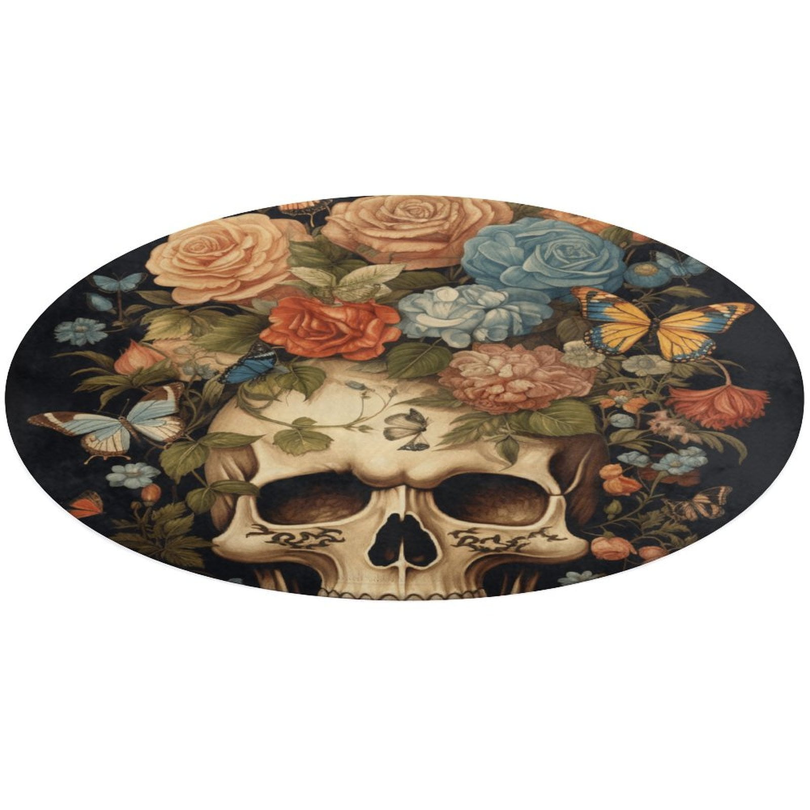 Gothic Skull Lover Round Rugs -Washable Non-Slip Small Round Area Rug ...