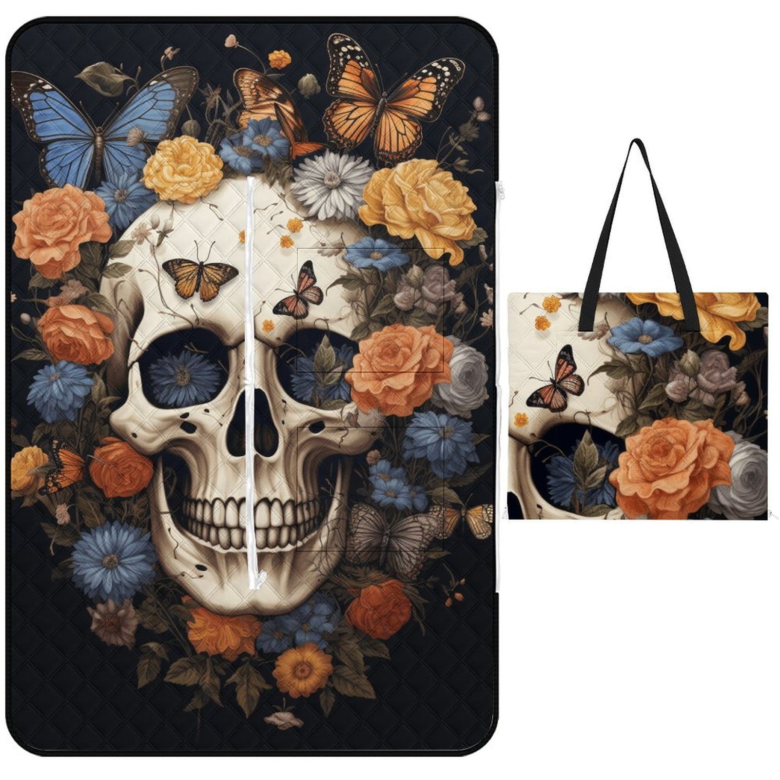 Gothic Skull Lover Waterproof Picnic Blanket with Foldable Zipper ...