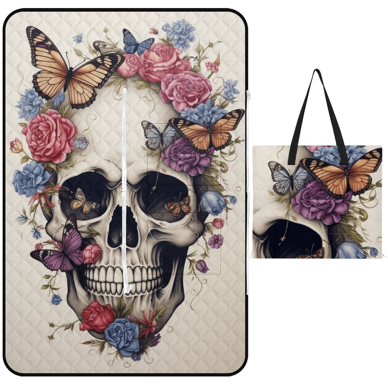Gothic Skull Lover Waterproof Picnic Blanket with Foldable Zipper ...
