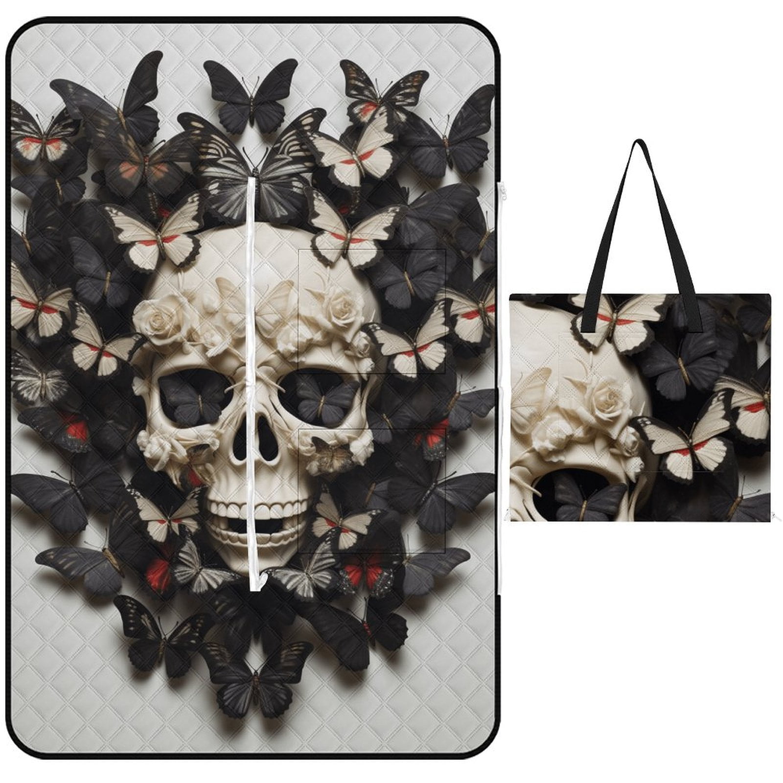 Gothic Skull Lover Waterproof Picnic Blanket with Foldable Zipper ...