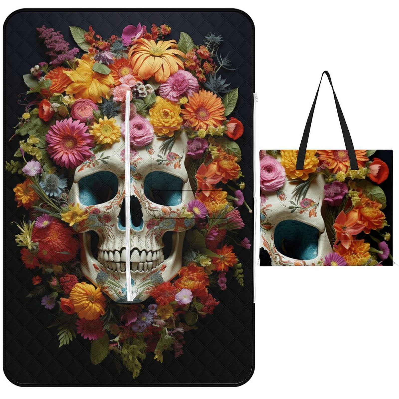 Gothic Skull Lover Waterproof Picnic Blanket with Foldable Zipper ...