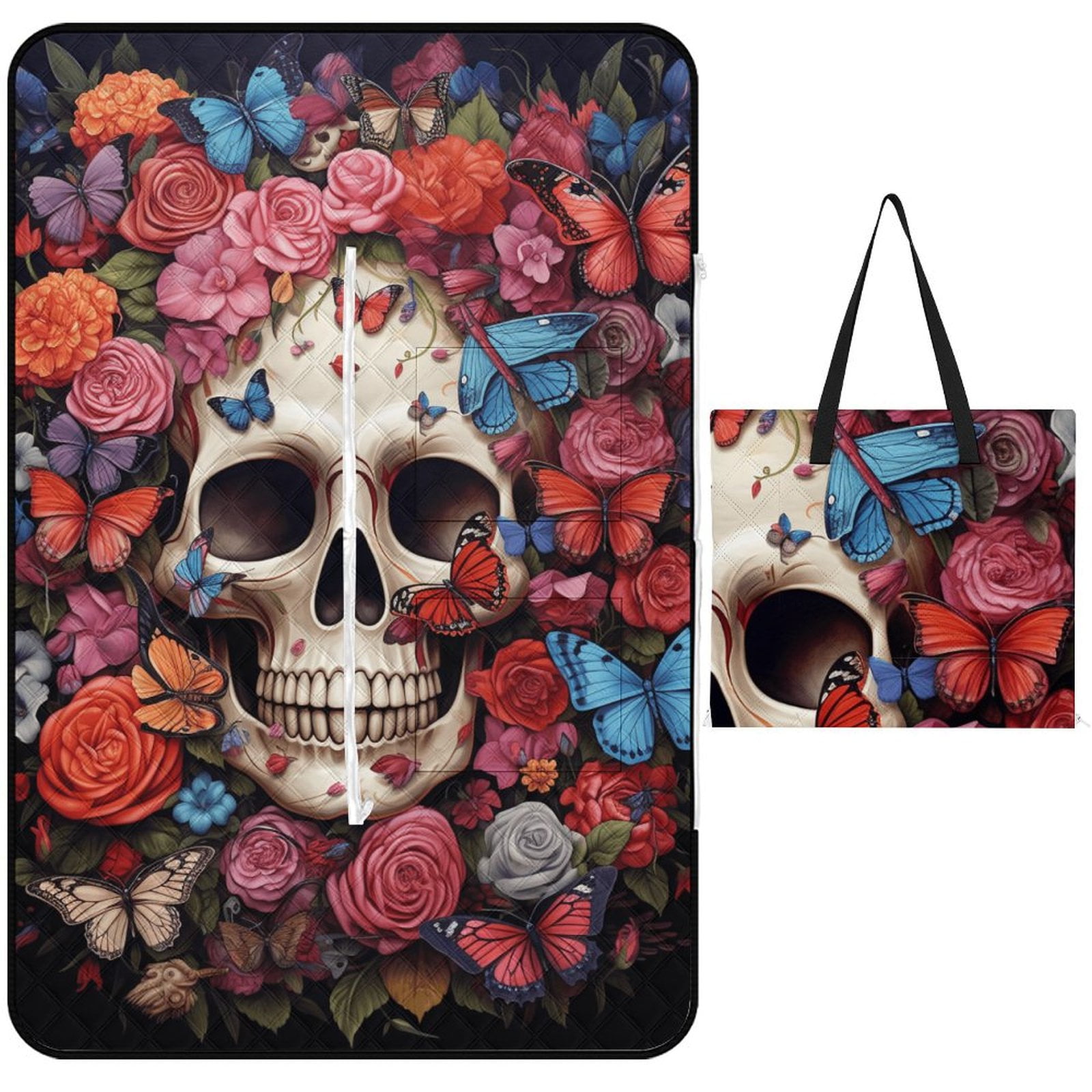 Gothic Skull Lover Waterproof Picnic Blanket with Foldable Zipper ...