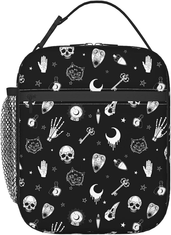 Gothic Skull Lunch Bag Insulated Reusable Lunch Box Thermal Cooler Tote ...